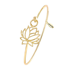 NOUMANDA Summer Style Pretty Lotus Flower Easy Open Hook Bracelet Bangle (gold)