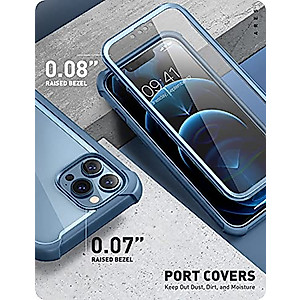 i-Blason Ares Case for iPhone 13 Pro 6.1 inch (2021 Release), Dual Layer Rugged Clear Bumper Case with Built-in Screen Protector - Azure