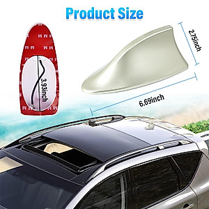 Kewucn Car Shark Fin Antenna Cover, Auto Top Roof Aerials AM/FM Radio Signal Base with Adhesive Tape, Super Functional Antenna Replacement Accessories for Most Car SUV Truck Van (Gold)