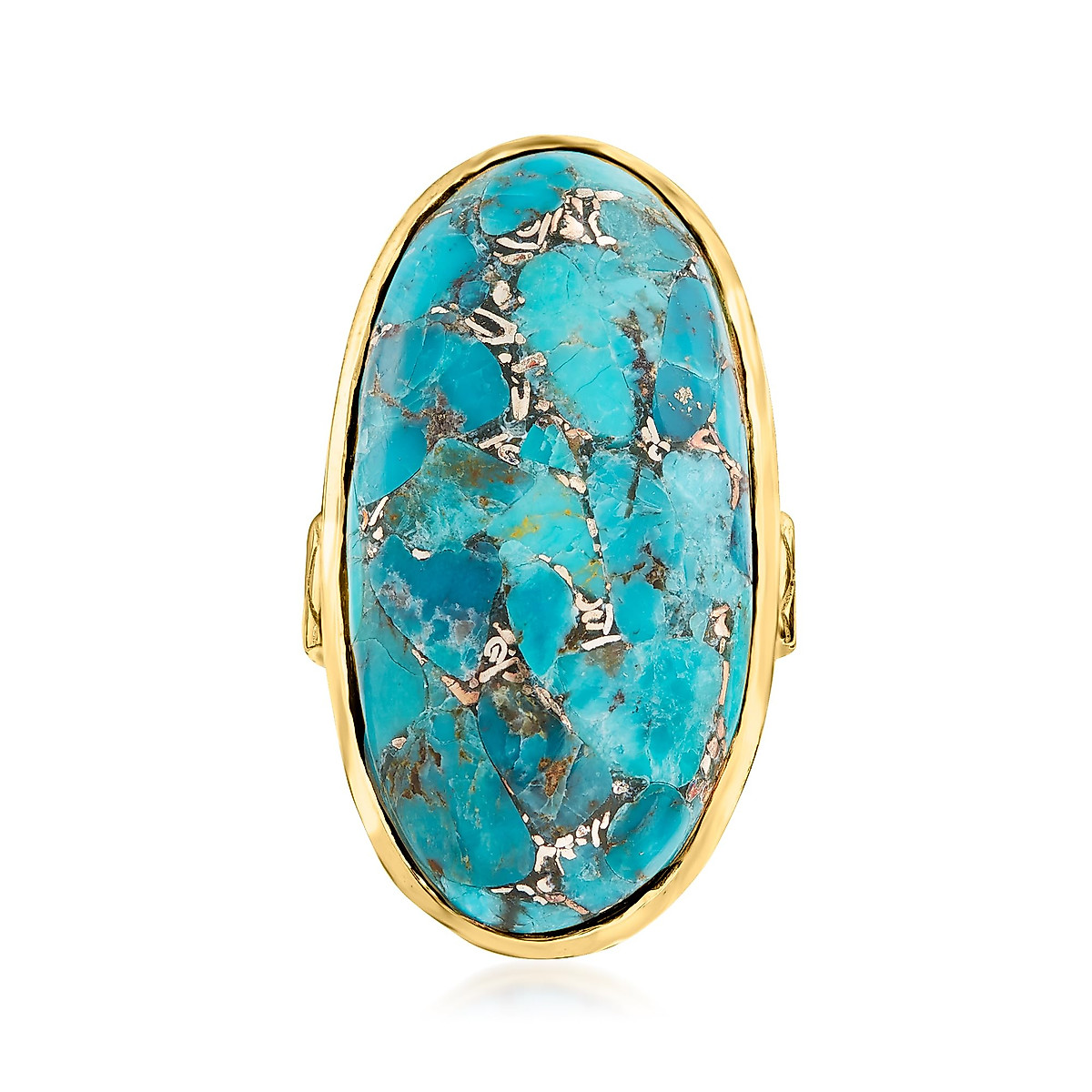 Ross-Simons Mosaic Turquoise Ring in 18kt Gold Over Sterling. Size 8