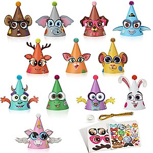 Leyzan Party Hats Birthday Crafts for Kids Activities Kit Make Your Own Animal Monster Paper Fun Hat Party Favor Gifts for Christmas Fiesta New Year