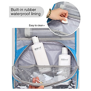 Relavel Travel Hanging Toiletry Bag for Women Men Large Capacity Makeup Bag Waterproof Cosmetic Storage Organizer Case for Bathroom Shower (Blue)