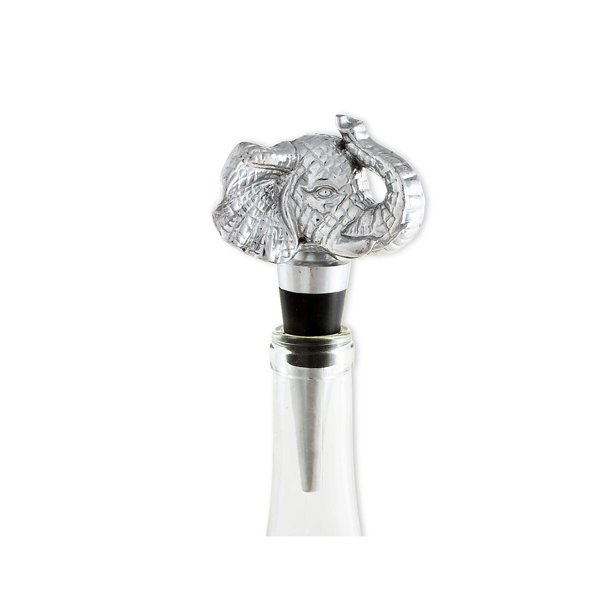 Arthur Court Designs Aluminum Elephant Bottle Stopper Wine Topper Silicone Saver 5 inch Tall