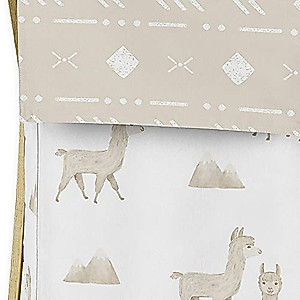 Sweet Jojo Designs Boho Llama Baby Kid Clothes Laundry Hamper - Gender Neutral Beige Taupe Tan and White Bohemian Southwest Watercolor Mountain Cactus Alpaca Farmhouse Animal Aztec Tribal Geometric