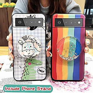 Phone Stand Holder Fashion Design Lulumi Phone Case for Google Pixel 6, Back Cover Glisten Silicone Protective Anti-Knock Soft Case Cute Drift Sand Armor case TPU Cartoon Dirt-Resistant Anti-dust, 3