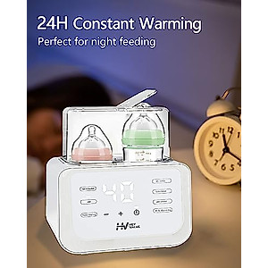 Baby Bottle Warmer, 8-in-1 Fast Milk Warmer for Breastmilk or Formula with Timer, 24H Constant Warming, with Defrost, Heat Baby Food Jars, Sterili-zing Function, Accurate Temp Control, Fits 2 Bottles