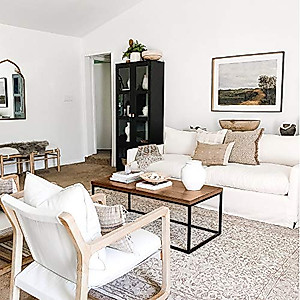 Nathan James Doxa Modern Industrial Coffee Table Wood in with Metal Rectangle Frame, Dark Brown/Black