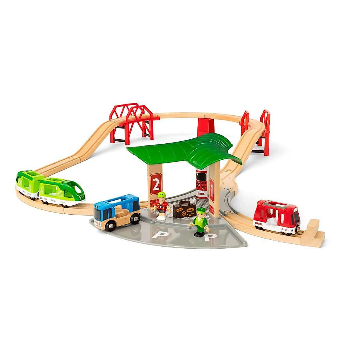 BRIO World - 33627 Travel Station Set | 25 Piece Train Toy with Accessories and Wooden Tracks for Kids Ages 3 and Up