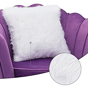 MoNiBloom Upholstered Velvet Accent Chair Elegant Mid-Century Modern Purple Shell Chair w/Cushion and Golden Legs, Retro Leisure Tufted Flower Arm Chair for Living Room Bedroom Reading Areas