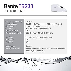 Bante TB200 Laboratory Turbidity Meter | Turbidimeter | 2 to 7 Points Calibration, Selectable TSS Measurement Mode and Turbidity Units, Accuracy ±2%
