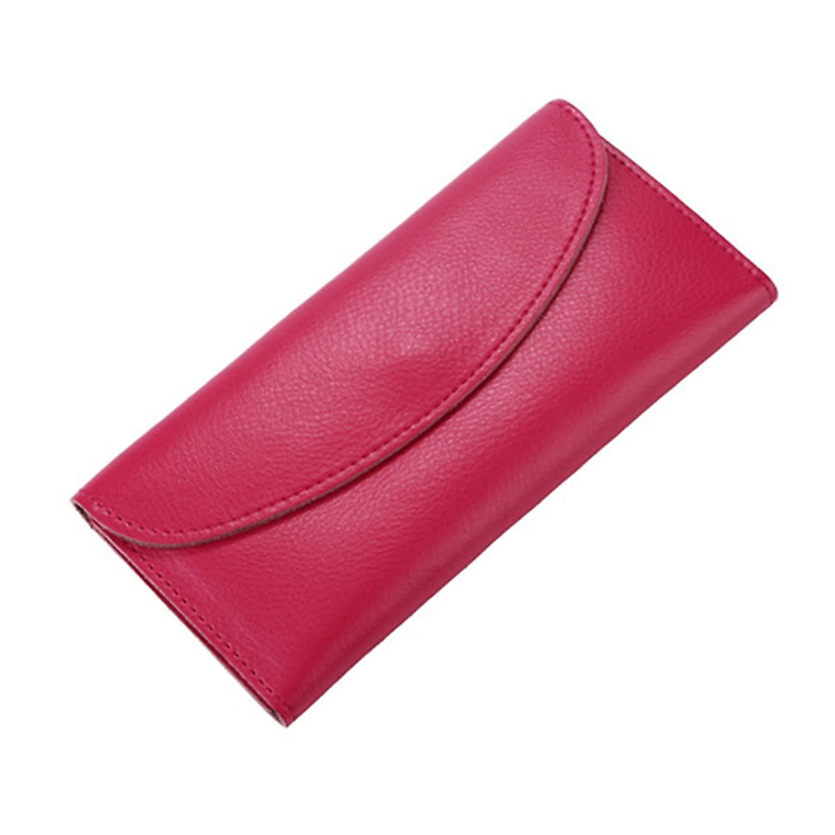 ZHSH Vintage Look Genuine Leather Long Bifold Wallet, Unsex Slim Checkbook Credit Card Purse for Women and men (Rose Red)