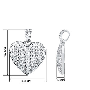 Jenelia Jewelers 1.25 to 3.00 CT. T.W. Cluster Diamond Heart Pendant Necklace for Women 925 Sterling Silver Gold Plated Cubic Zirconia Cz Jewelry (18" Free Silver Chain) (1.25 CT (Cluster Heart_3))