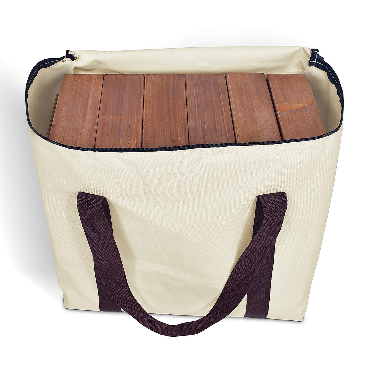 GoSports Giant Wooden Toppling Tower - Stacks Up to 5 ft - Brown Wood Stain