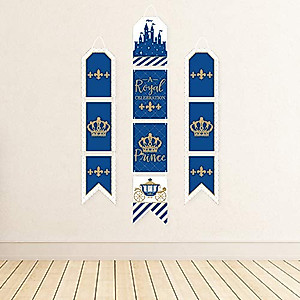 Big Dot of Happiness Royal Prince Charming - Hanging Vertical Paper Door Banners - Baby Shower or Birthday Party Wall Decoration Kit - Indoor Door Decor