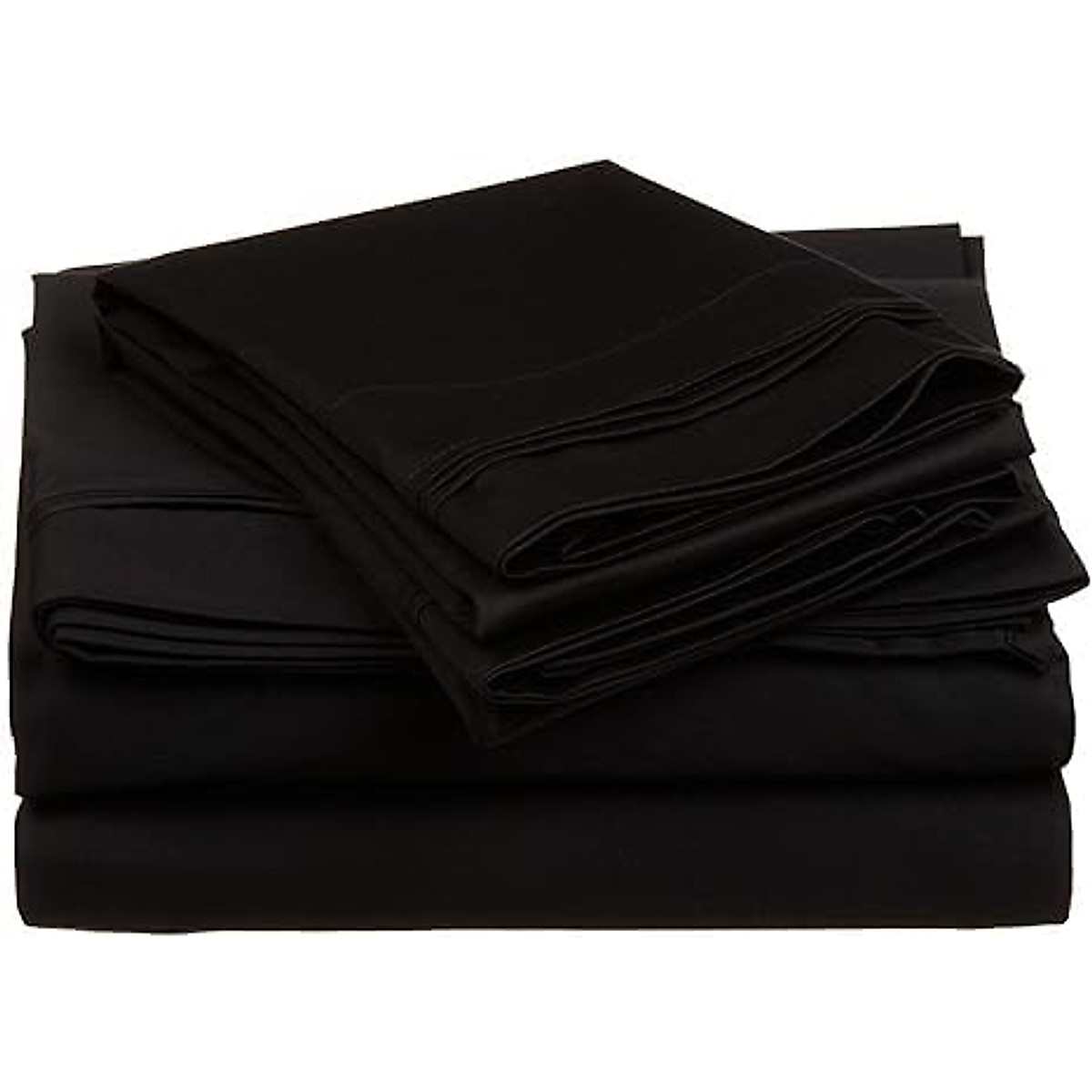 100% Egyptian Cotton Sheets set ,800 Thread Count Luxury Bed Sheets Set Long Staple Cotton, Made to Fit Upto 12" Deep Pockets, Hotel Quality Soft Silky Sateen Weave (Twin Size ,Black (Solid)