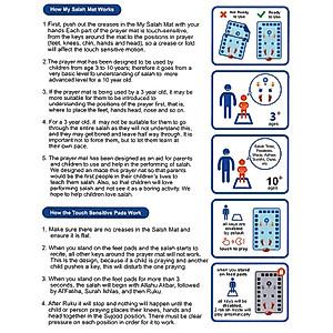 Electronic Muslim Prayer Mat, Convenient 7 Languages Multifunctional Smart Muslim Prayer Mat for Children Over 3 Years Old