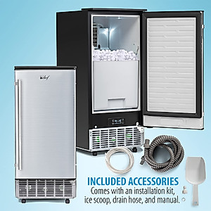 Deco Chef Under Counter Ice Maker, Makes 80lb Restaurant Quality Sheet Ice Cubes Per Day, Stores up to 24lbs, Automatic Drainage, Installation Kit Included