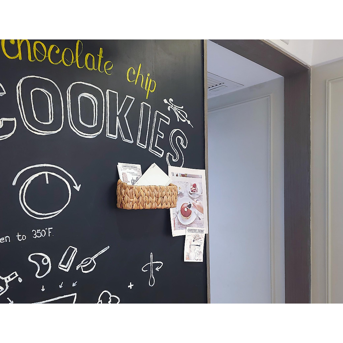 Ellinia Woven Hanging Wall Baskets for Storage, Water Hyacinth Bathroom Wall Mount Organizer, Wicker Wall Baskets Decor for Letters and Mail, Food Storage Basket, Toilet Tank Basket, Set of 2