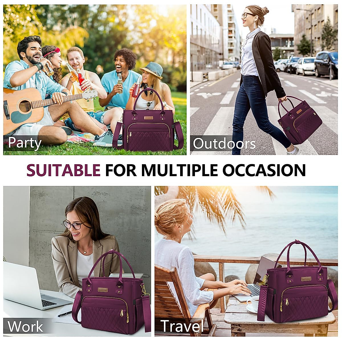 MIYCOO Lunch Bag Lunch Box Women - Leakproof Insulated Lunch Cooler Bag for Women - Large Lunch Tote Bags Adults, Purple