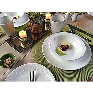 Corelle Vitrelle 4-Pieces 8.5" Glass Salad/Appetizer Plates, Chip & Crack Resistant Glass Dinnerware Set Plates, Bella Faenza