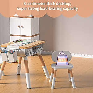 Kids Table and Chair Set, Kids Table and 2Chair Set, Kids Study Table and Chairs Set, Adjustable Height, Built-in Storage, Modern Design for Kids Arts & Crafts, Homework & Play