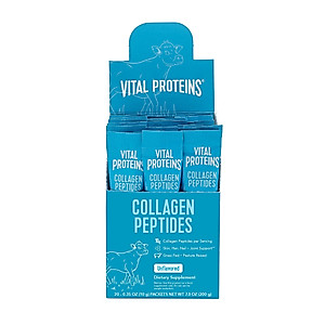 Vital Proteins Collagen Peptides Powder Supplement (Type I, III) Travel Packs, Hydrolyzed Collagen for Skin Hair Nail Joint - Dairy & Gluten Free - 10g per Serving - Unflavored (20ct per Box)