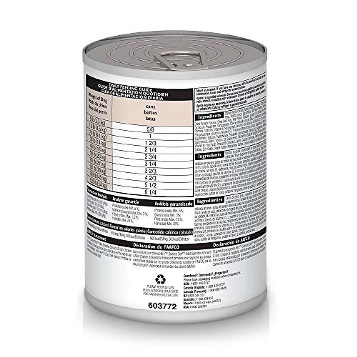 Hill's Science Diet Sensitive Stomach & Skin, Adult 1-6, Stomach & Skin Sensitivity Support, Wet Dog Food, Chicken & Vegetables Loaf, 12.8 oz Can, Case of 12