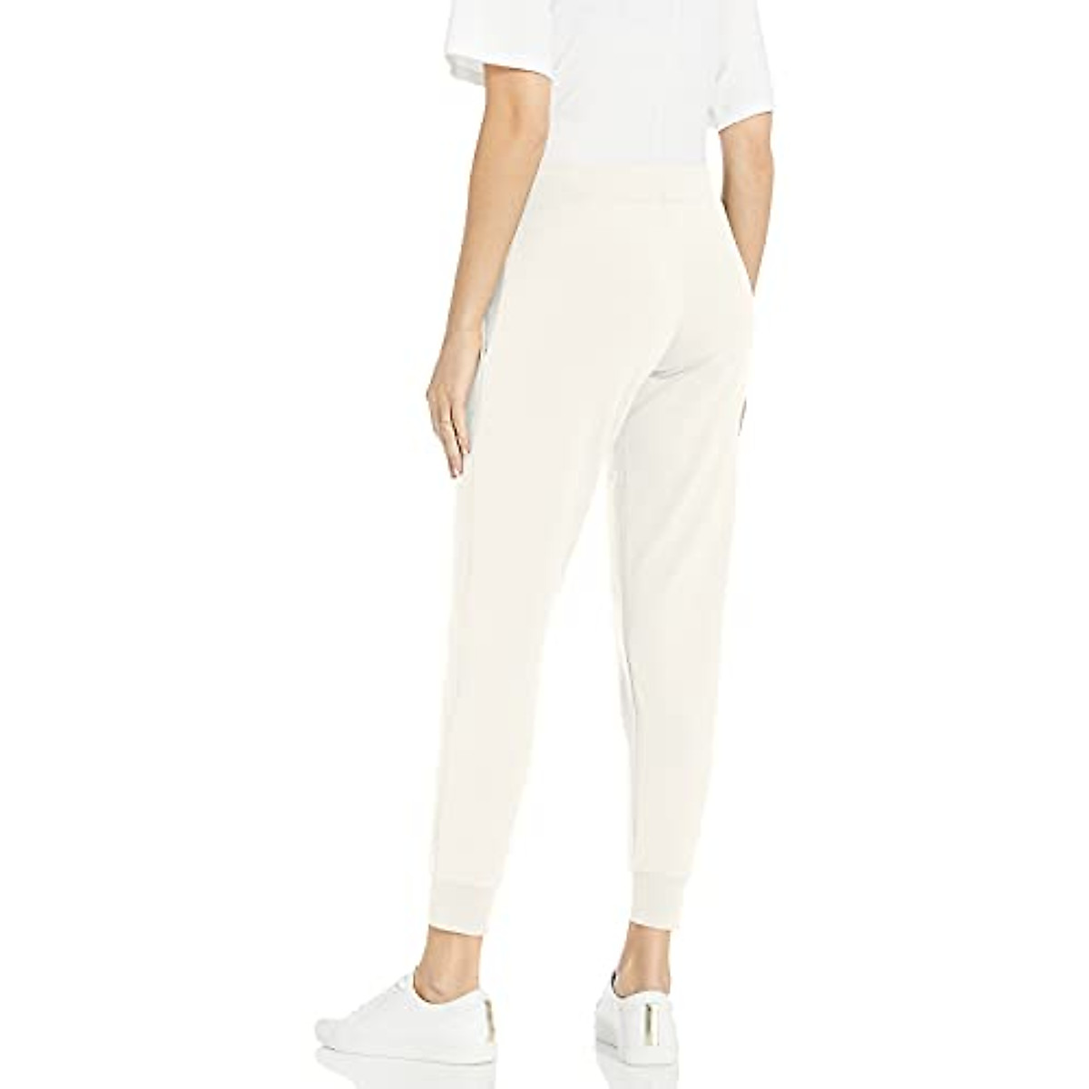 The Drop Women's Grace Supersoft Stretch Rib-Cuff Jogger, Ivory, M