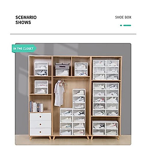 FARWIX Shoe Storage Boxes Clear Plastic Shoe Boxes Stackable, Shoe Storage 13 x 9.5 x 7in, Shoe Organizer with Lids,8 Pack Shoe Box, Front Opening Shoe Holder Containers, Storage Box for Multi-use