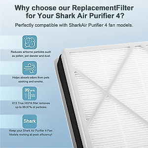 2-Pack HE401 Filter for Shark Air Purifier 4 - Replacement HEPA H13 Filter, Compatible with HE401, HE402, HE405, HE400, UA415 Models - Part Numbers HE4FKPET, HE4FKBAS, HE4FKPRO, 100356-chn-1