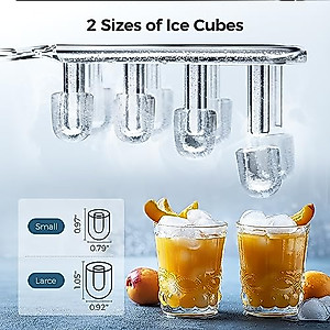AGLUCKY Ice Makers Countertop, Portable Ice Maker Machine 26lbs/24Hrs,8 Bullet Ice Cubes of 2 Sizes Ready in 9 Mins,Self-Cleaning Ice Machine with Handle for Home/Kitchen/Office