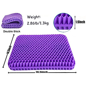 Extra thicken gel Seat Cushion for Long Sitting, Back, Sciatica, Tailbone Pain Relief Cushion, Use for The Car, Office, Wheelchair.(16.5×14.5×1.8inch)