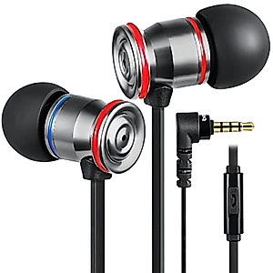 Betron MK23 Earphones Wired in-Ear Headphones with Microphone Noise Isolating Earbud Tips Strong Bass 3.5mm Jack Tangle-Free Flat Cable for Phones iPhone iPad iPod MP3 Players Tablets Laptops