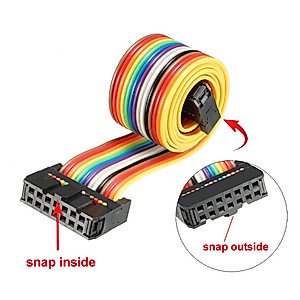uxcell IDC Rainbow Wire Flat Ribbon Cable 14 Pins 43cm Length 2.54mm Pitch Type-A