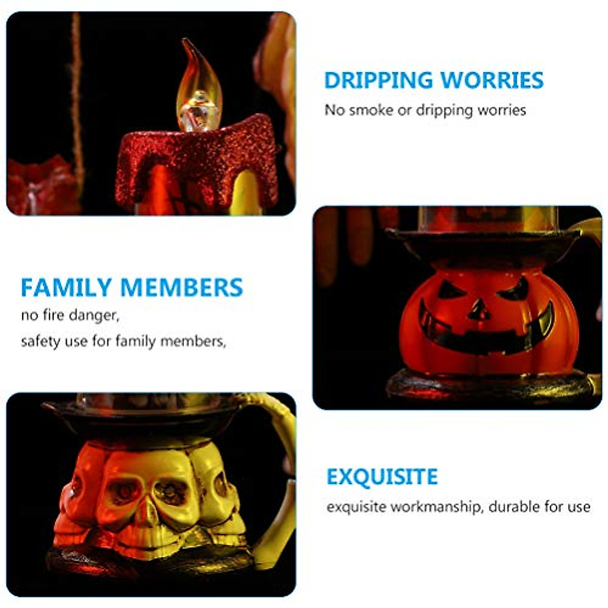 OSALADI Halloween Flameless Candles 2pcs Halloween Candles Flameless Votive Candles Skull Pumpkin Candle Lamp Flameless Tea Light for Bar Home Garden Halloween Snow Globe