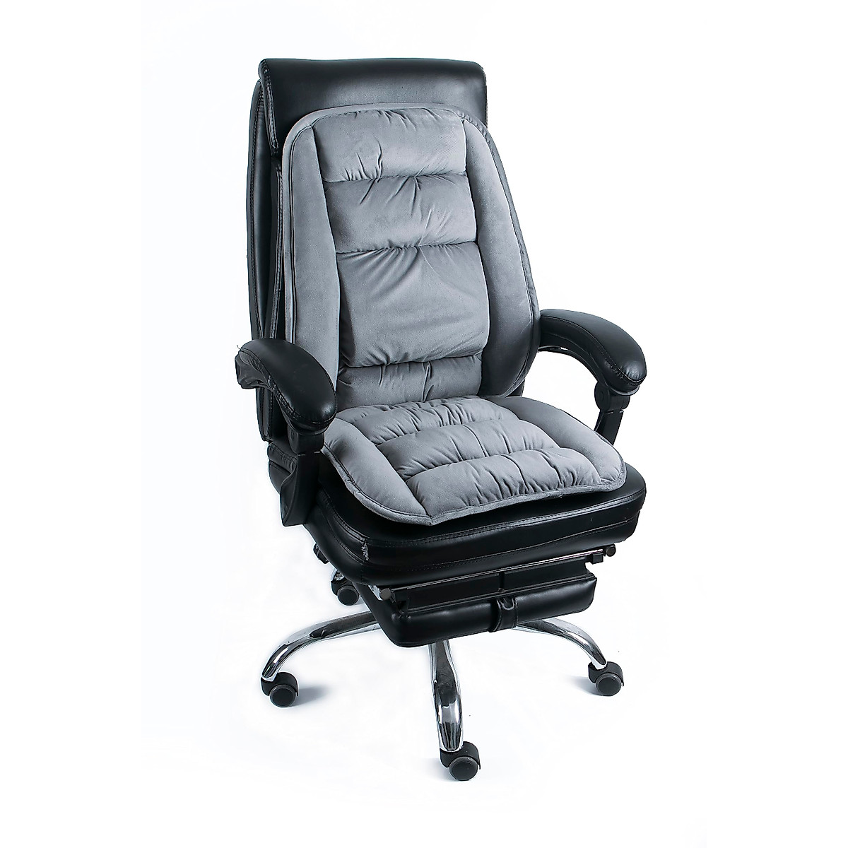 ALIBO Orthopedic Firm Chair Lumbar Support Cushion Set Non-Slip Bottom Coccyx Pads Warm Adjustable Curvature Low Back Pain Relief Relax Pillow for Office,Dinning Chair,Recliners,Sofa and Car Grey