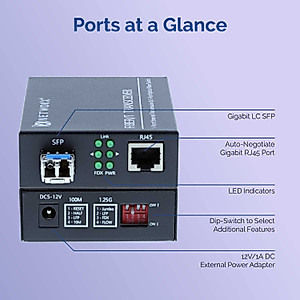 Networx® Gigabit Ethernet Fiber Media Converter - UTP to 1000Base-SX - LC Multimode, 5...
