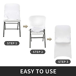 Peomeise Stretch Spandex Folding Chair Cover for Wedding Party Dining Banquet Event (White,12pcs)