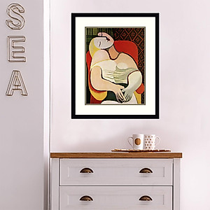 Amanti Art Framed Wall Art Print 24x20 The Dream 1932 by Pablo Picasso, People Wall Art, Museum Masters Classics Decor, Medium Poster Painting Artwork for Living Room, Bedroom, Bathroom, Kitchen