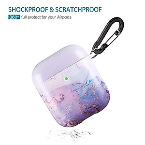 Airpods Case, Vimorco Portable Shockproof Hard Protective Case 5 in 1 Protective Cover Accessories for Airpods 1&2 Charging Case (Purple Marble)