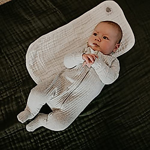 Parker Baby Muslin Cotton Burp Cloths - 5 Pack Large Cotton Burping Clothes for Boys, Girls, Unisex (White)