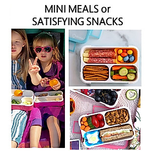 Bundle of Bento-Box Lunch-box Containers for Kids with 6 compartments (Pink) + 2x Small Bento Lunch Box for Kids