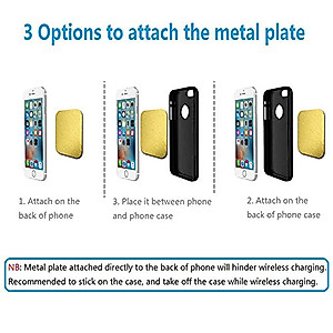 ACKLLR 16 Pieces Phone Car Mount Metal Plate with Adhesive for Magnetic Cradle-Less Mount,Cell Phone, GPS and Tablet Holder, 8 Rectangular and 8 Round, Black, Silver, Gold, Rose Gold