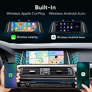 for BMW 5 Series F10 F11 2011-2012 CIC Upgrade Stereo Car Radio Qualcomm 665 (4GB + 64GB) Built-in 4G LTE GPS Navigation Wireless Apple CarPlay Android Auto10.25 inch Touch Screen 1920 x 720