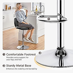 Yaheetech Grey Barstools Set of 2, PU Leather Bar Chairs with Backrest, Height Adjustable Swivel Island Stools for Kitchen Counter, Grey