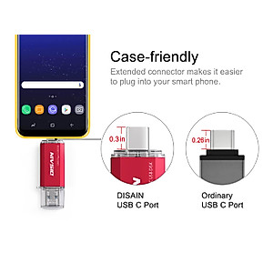 USB C Flash Drive, DISAIN 64GB USB C Thumb Drive (USB A 3.0/USB C 3.0), 2 in 1 OTG Type C Flash Drive for USB C Smartphones, Tablets, PC