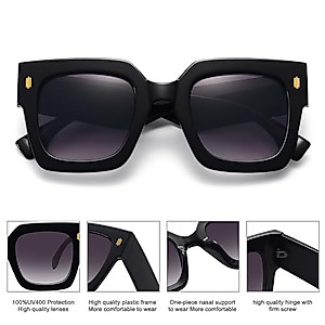 STORYCOAST Retro Square Sunglasses for Women Men Trendy Oversized Sunnies Big Shades Black/Leopard