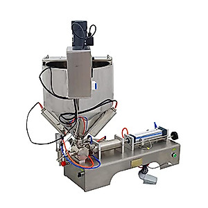 INTBUYING 110V 30-300ml Paste Liquid Heating Mixing Filling Machine with Vertical Stirring Hopper for Cream Shampoo Honey Toothpaste Oil Sauce Butter