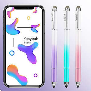 Penyeah Stylus Pen for iPad/iPhone/Android (4 in 1),Universal Touch Screen Disc Tip/Mesh & Rubber Tip Stylist Pen for All Capacitive Phones/Tablets/Laptops-Dream Purple