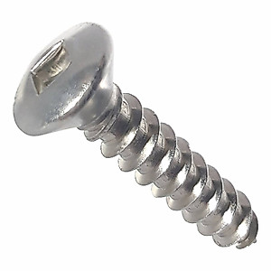 #10 x 1-3/4" Oval Head Sheet Metal Screws, Square Drive, Stainless Steel 18-8, Full Thread, Bright Finish, Self-Tapping, Type A, Quantity 50 by Fastenere